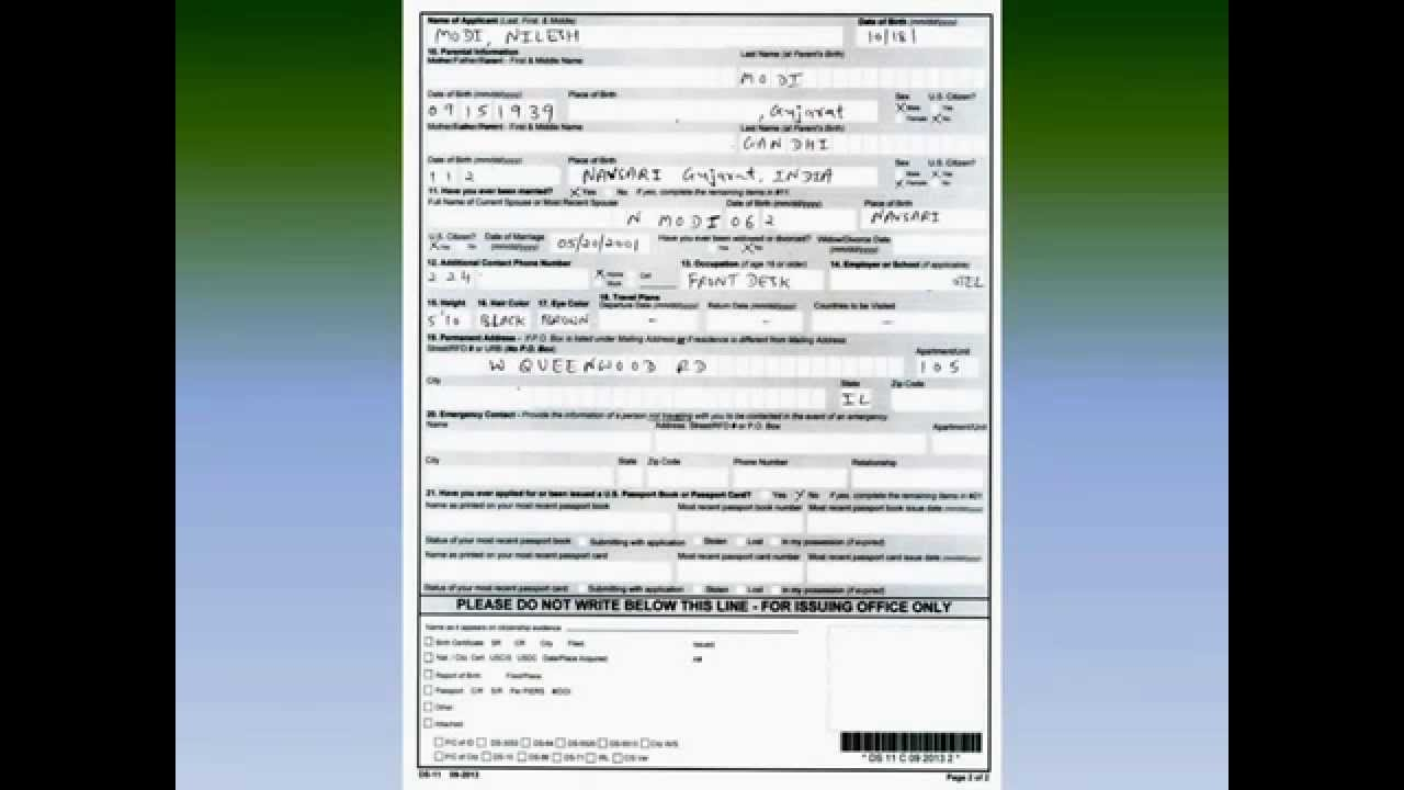 How To Fill Out Us Passport Application Form